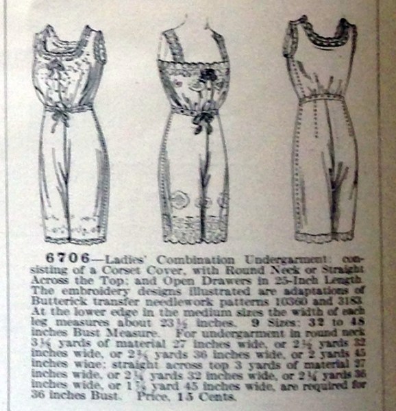 lingerie of 1915 butterick 6706 combination 13 – a word is elegy to ...